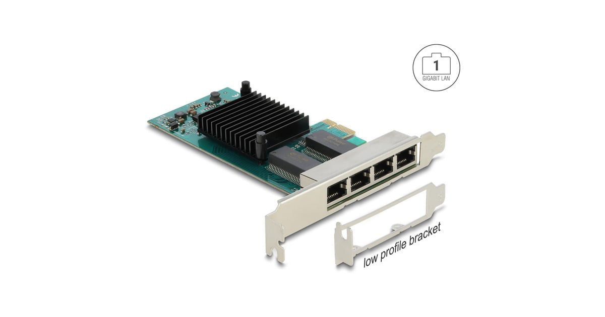 DeLOCK PCI Express x1 zu 4 x RJ45 Gigabit LAN i350, LAN-Adapter