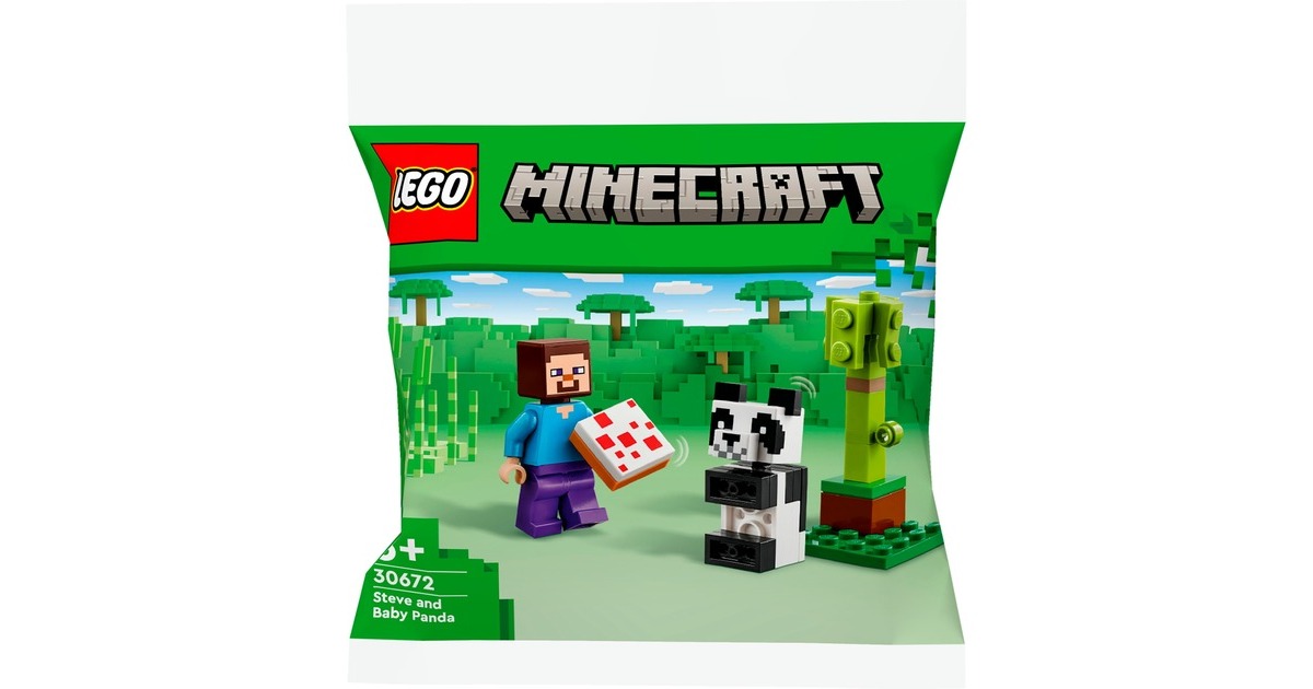 LEGO 30672 Minecraft Steve mit Baby-Panda, Konstruktionsspielzeug Polybag