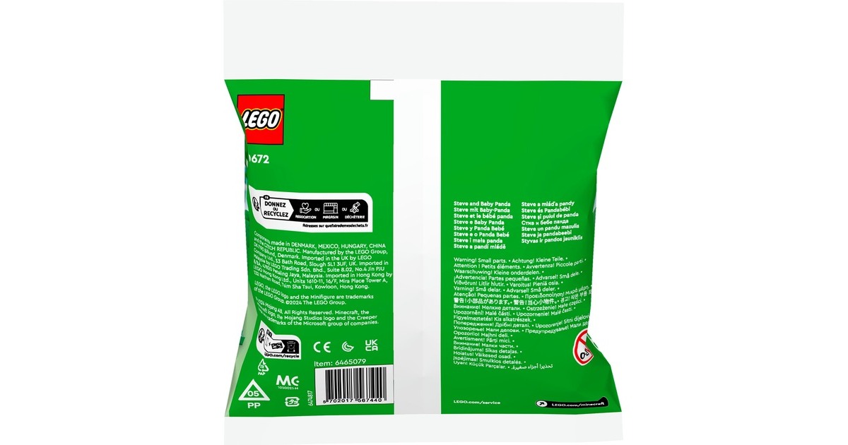 LEGO 30672 Minecraft Steve mit Baby-Panda, Konstruktionsspielzeug Polybag