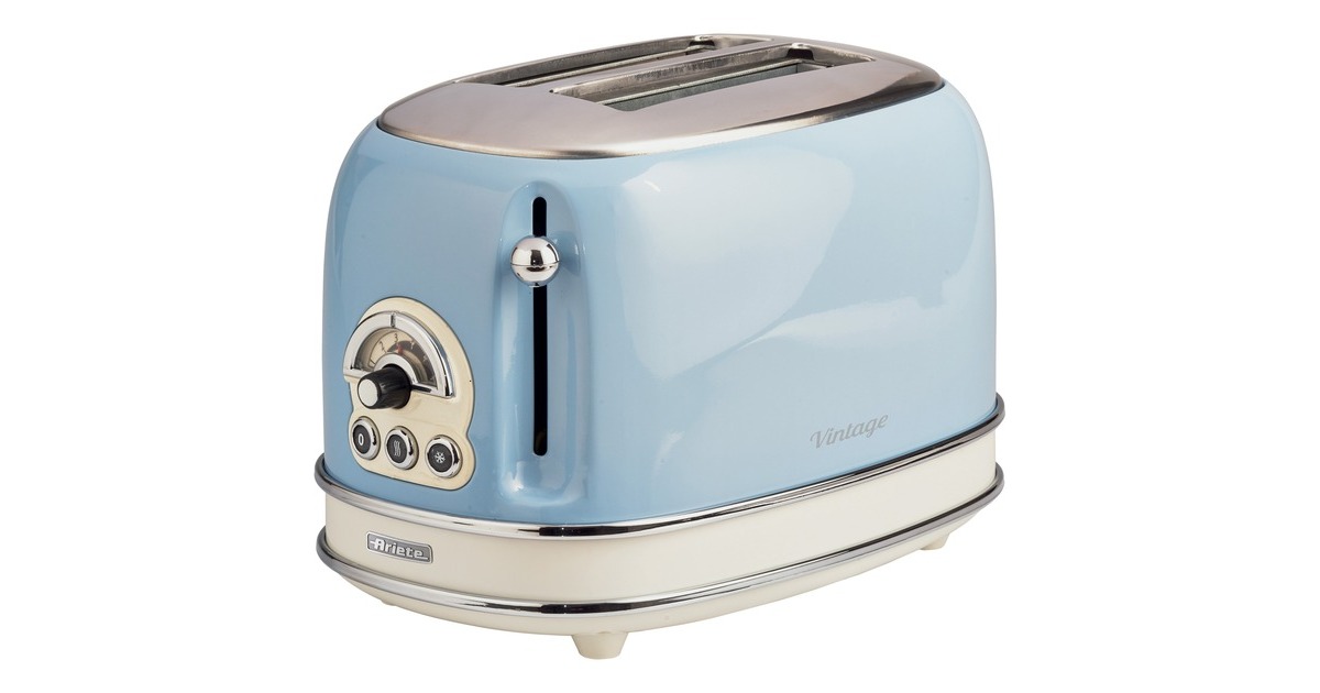 Ariete Vintage Toaster 155 hellblau, 810 Watt, für 2 Scheiben Toast