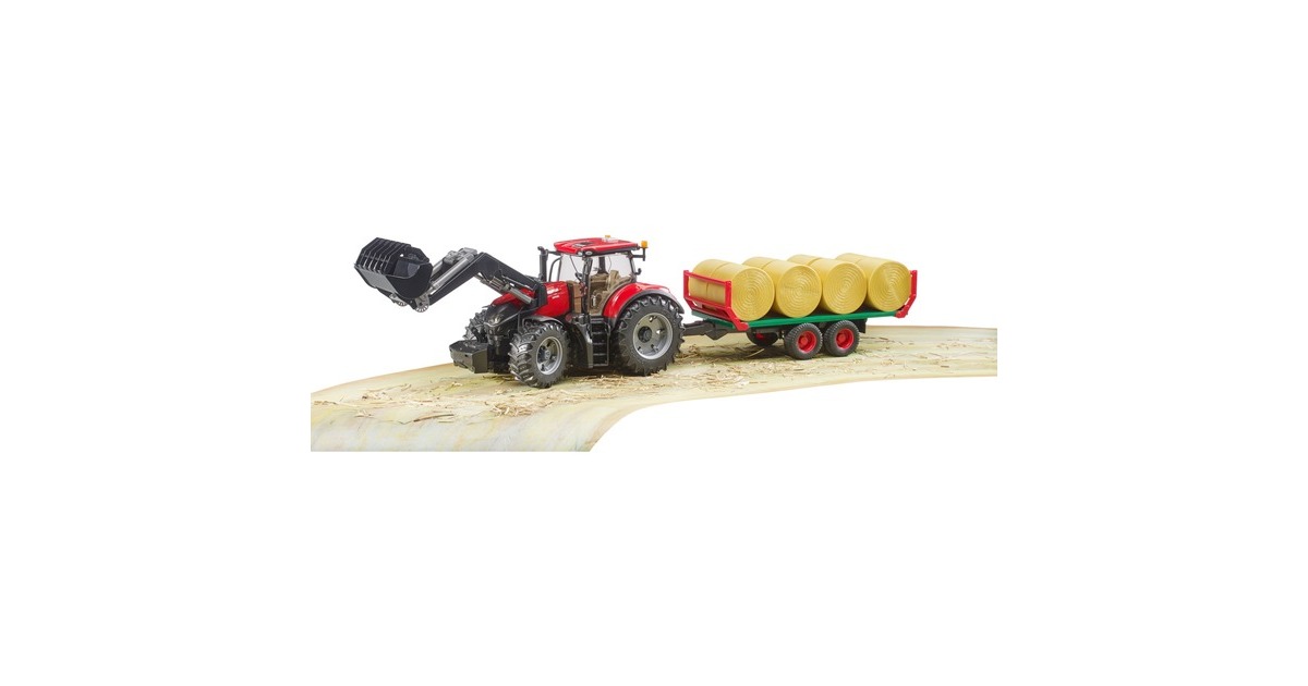 bruder Case IH Optum 300CVX mit Frontlader und Ballentransportanhänger ...