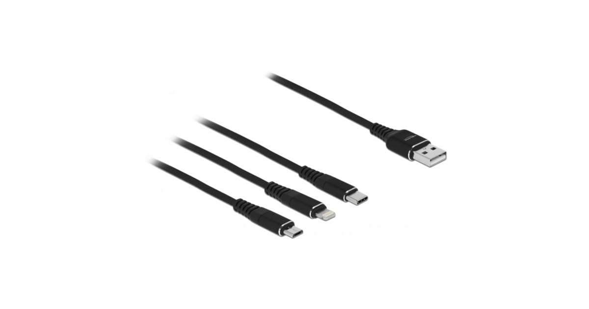 DeLOCK USB Ladekabel, USB-A Stecker > USB-C + Micro USB + Lightning ...