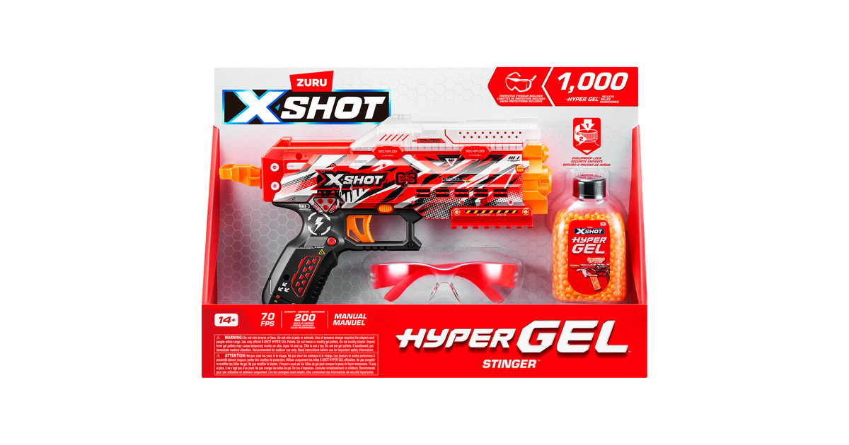 ZURU XSHOT - Hyper Gel Stinger Blaster, Gel-Blaster inkl. 1000 Gel-Kugeln