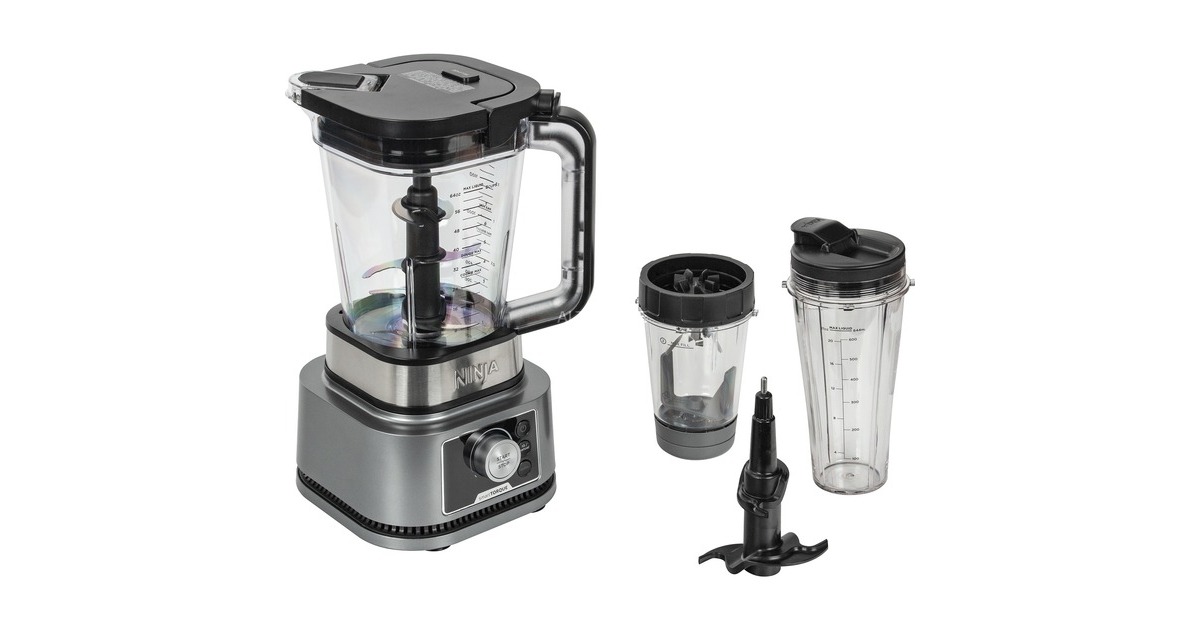Ninja Foodi 3-in-1 Power Nutri Standmixer mit Smart Torque & Auto-iQ silber/schwarz, 1.200 Watt ...
