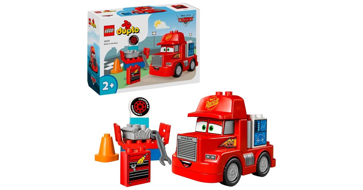 LEGO 10417 DUPLO Disney Mack beim Rennen, Konstruktionsspielzeug rot