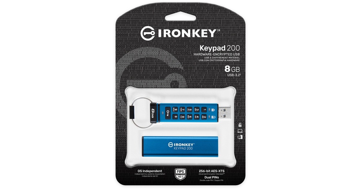 Kingston IronKey Keypad 200 8 GB, USB-Stick USB-A 3.2 Gen 1