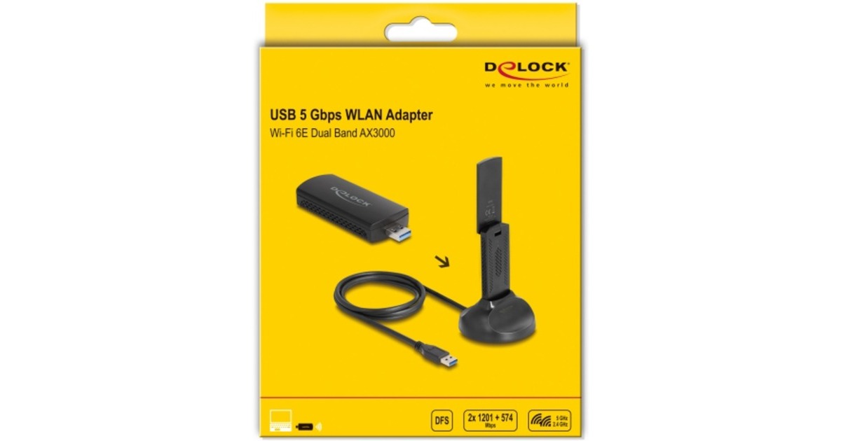 DeLOCK Wi-Fi 6E Dualband WLAN USB Adapter AX3000, WLAN-Adapter