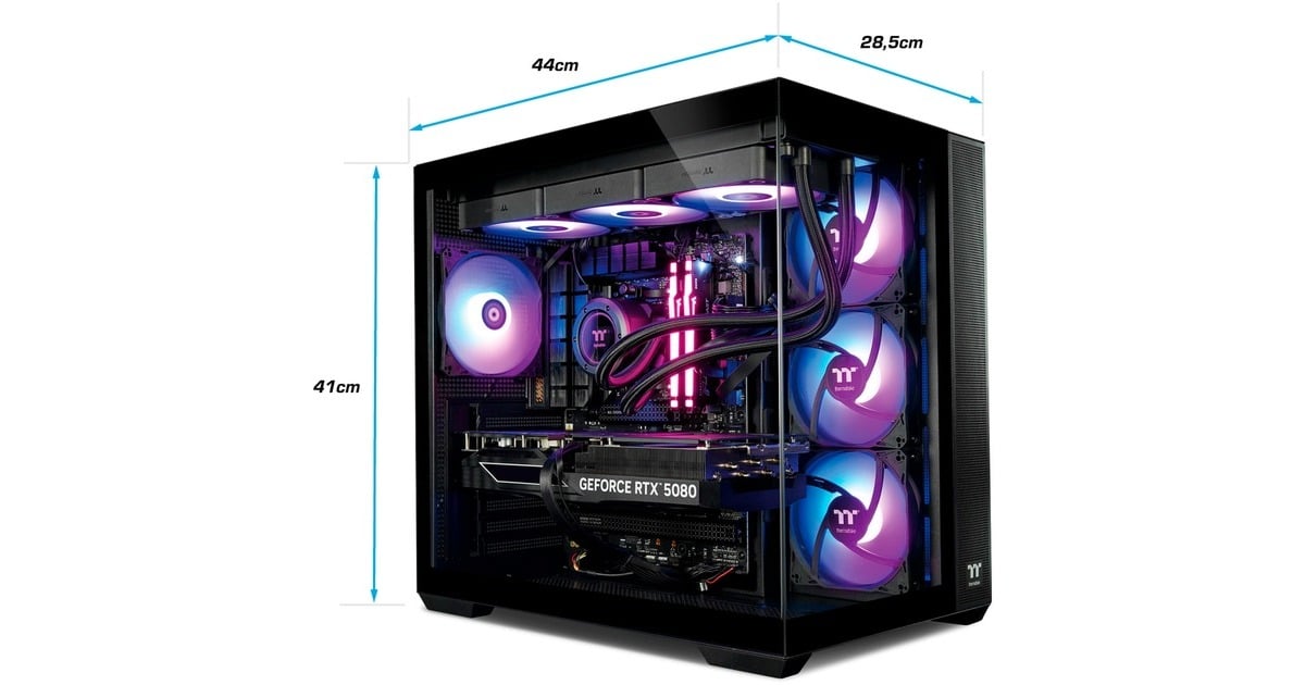 Thermaltake FTW RTX 5080 Black, Gaming-PC schwarz/transparent, Windows ...