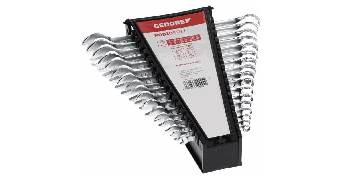 GEDORE Red Ring-Maulschlüssel-Satz, 17-teilig, Schraubenschlüssel chrom, SW 6 - 22mm