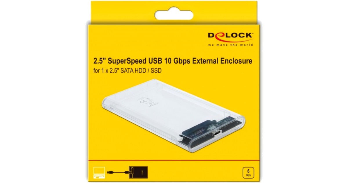 DeLOCK Externes Gehäuse für 2.5" SATA HDD / SSD mit SuperSpeed USB 10 ...