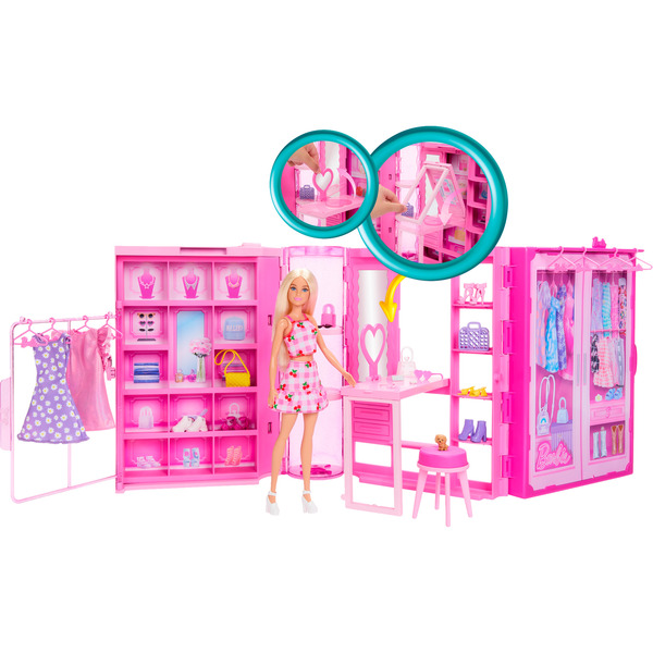 Barbie Barbie Traumkleiderschrank mit Puppe, Puppenmöbel