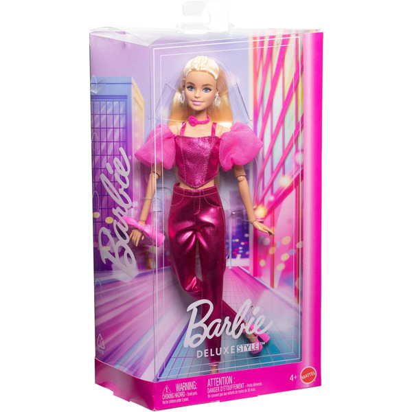 Barbie Barbie Deluxe Style im pinken Metallic Outfit, Puppe