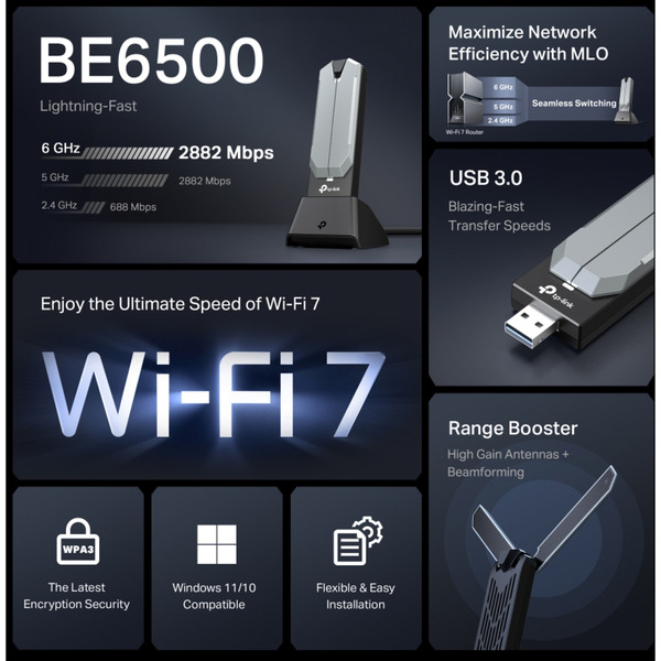 TP-Link Archer TBE400UH, WLAN-Adapter grau/schwarz