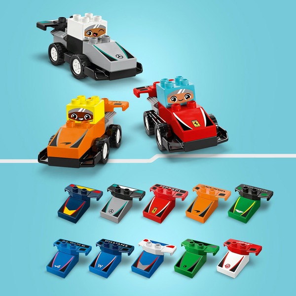 LEGO 10445 DUPLO F1 Team Rennautos mit Rennfahrern, Konstruktionsspielzeug