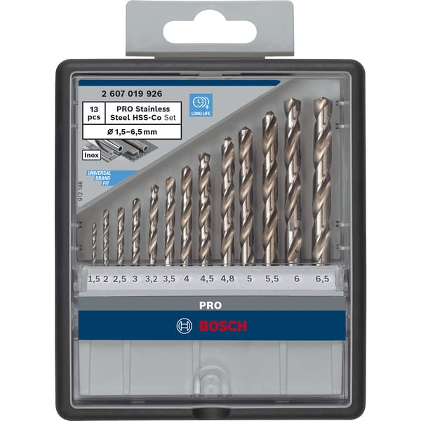 Bosch Professional PRO Stainless Steel HSS-Co Metallbohrer-Satz, 13-teilig