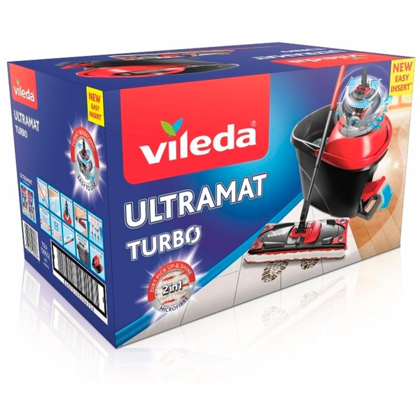 Vileda Wischer ULTRAMAX 2in1 TURBO Komplettset, Bodenwischer schwarz/rot