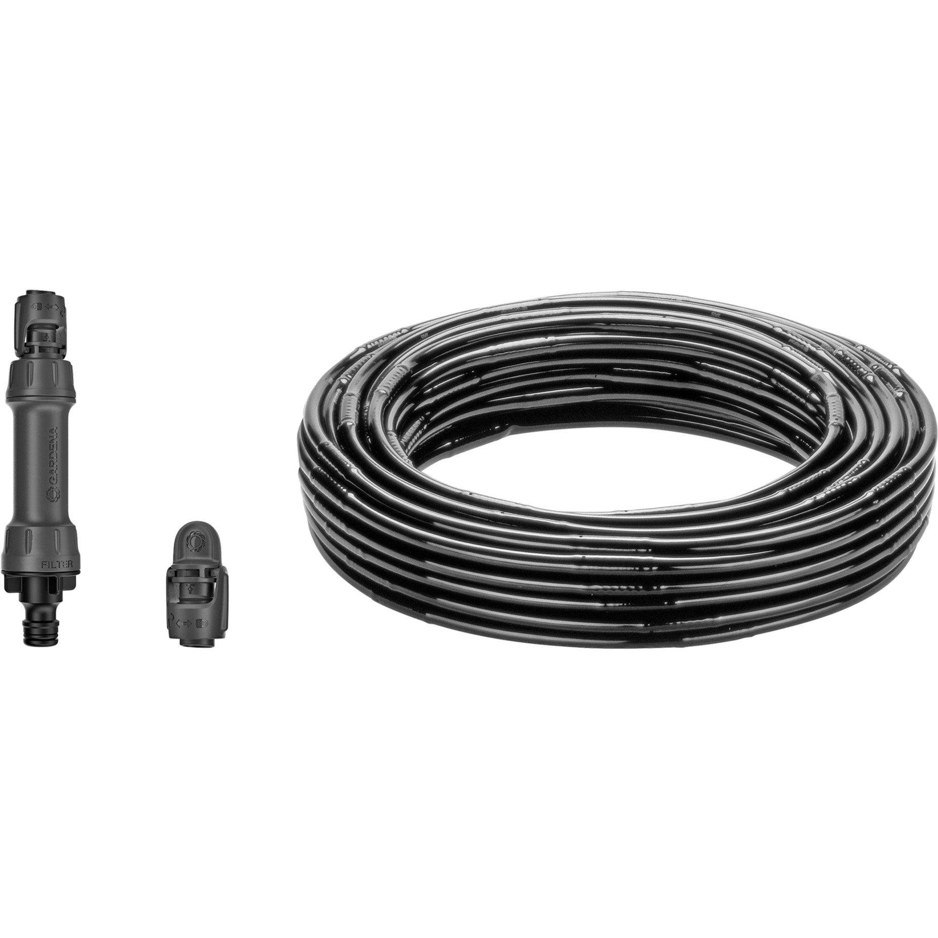 GARDENA Micro-Drip-System Tropfbewässerung Hecken/Büsche Set, 50 Meter, Tropfer schwarz, Modell ...