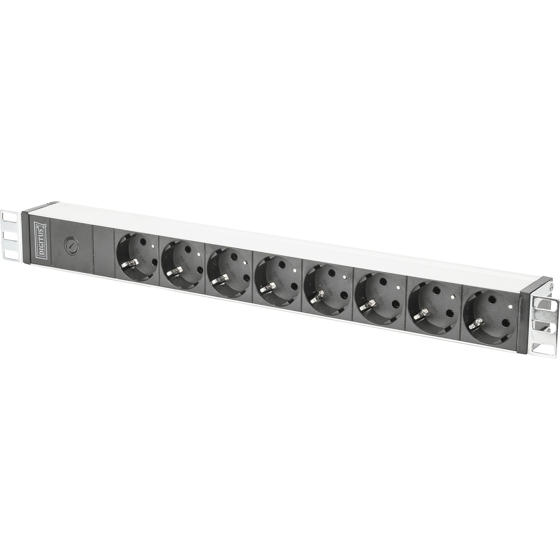 Digitus 19" Steckdosenleiste mit Aluminiumprofil, 8-fach, 1HE 2 Meter ...